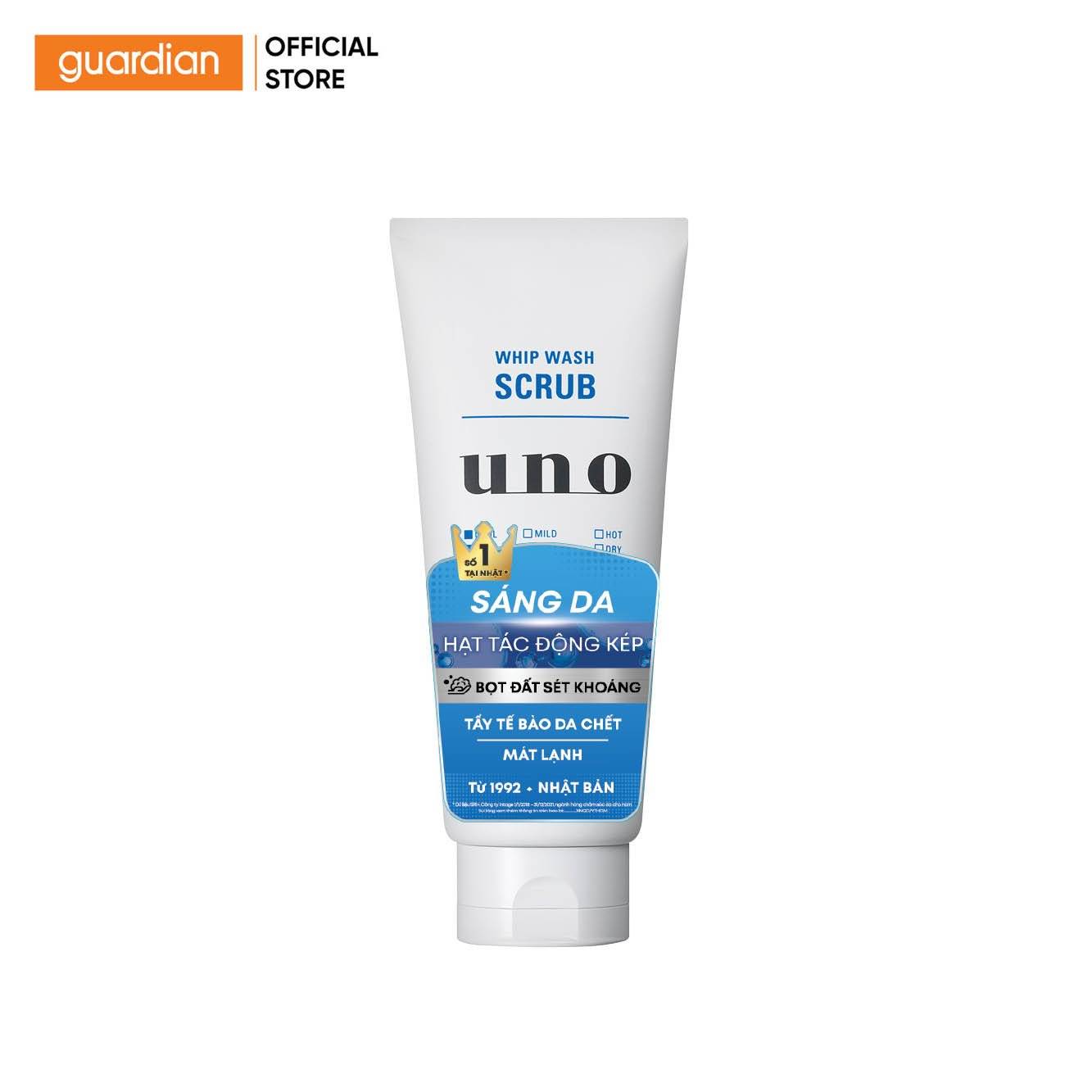 SỮA RỬA MẶT TẠO BỌT DẠNG HẠT SÁNG DA UNO WHIP WASH SCRUB 130G
