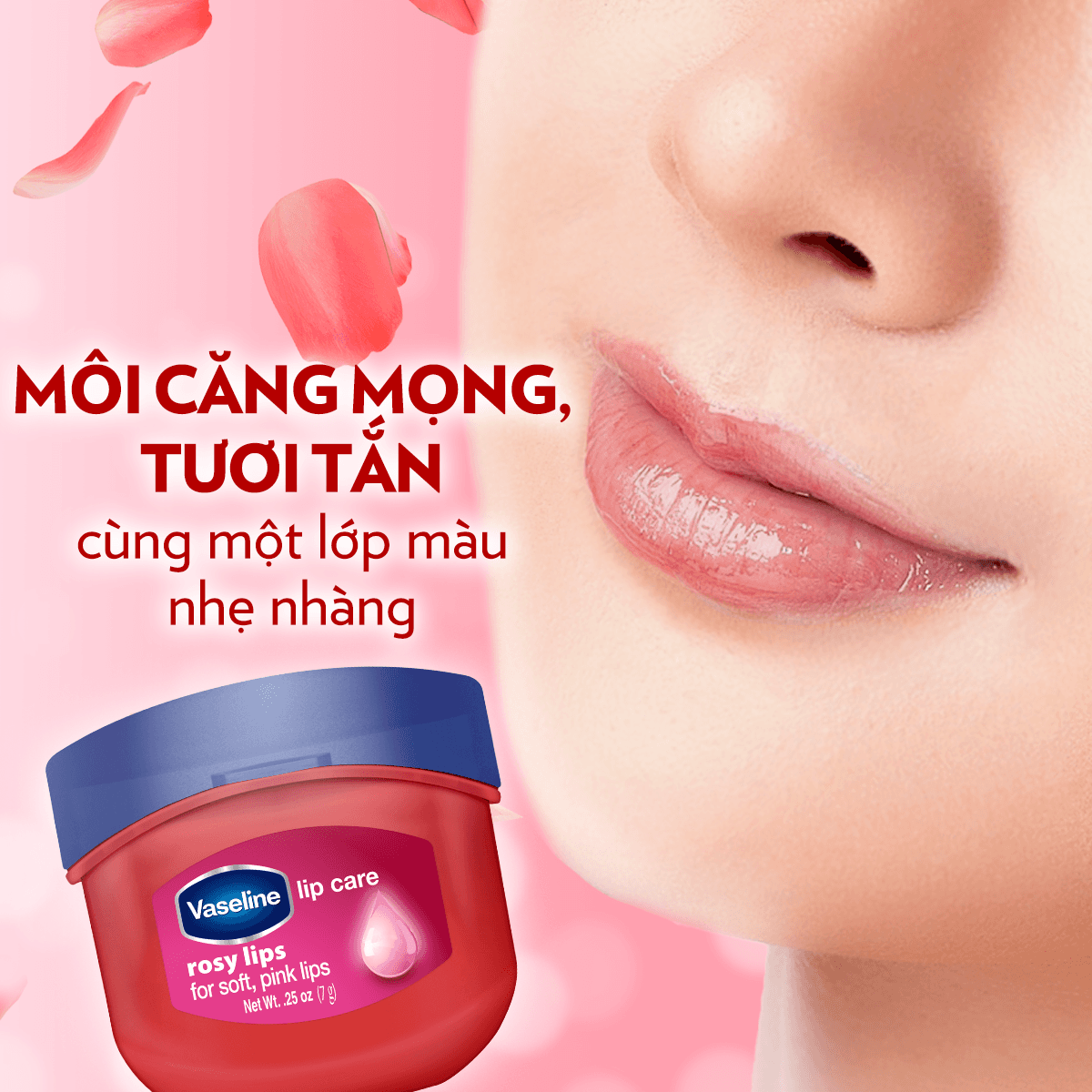 Sáp Dưỡng Môi Vaseline Lips Therapy Rosy Lips Hoa Hồng 7Gr