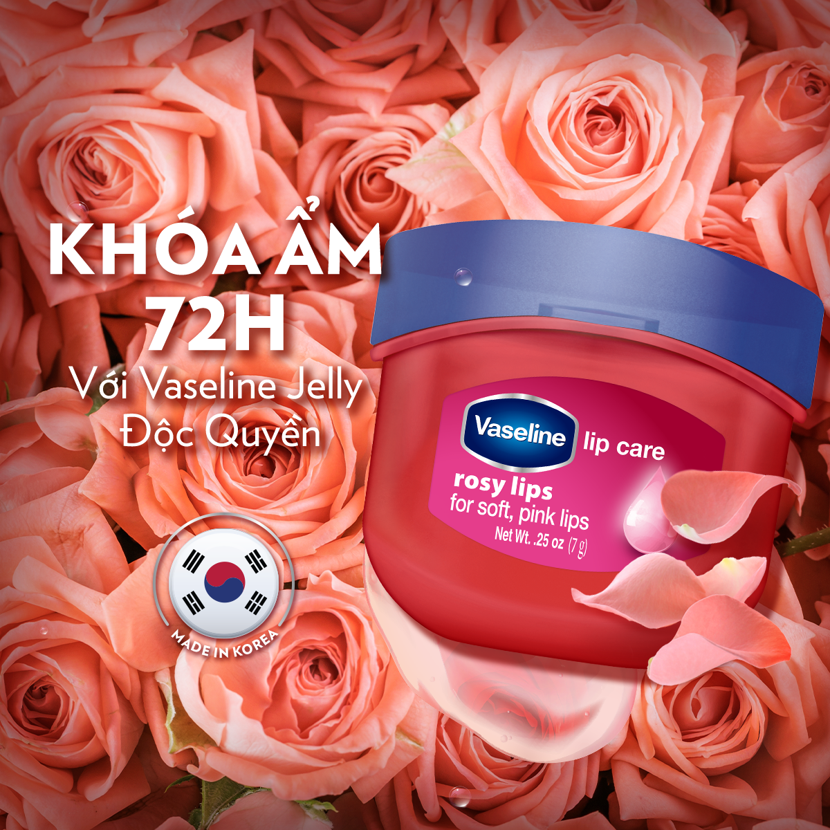 Sáp Dưỡng Môi Vaseline Lips Therapy Rosy Lips Hoa Hồng 7Gr