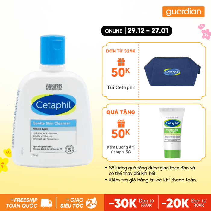 Sữa Rửa Mặt Dịu Nhẹ Không Xà Phòng Cetaphil Gentle Skin Cleaser 250ml