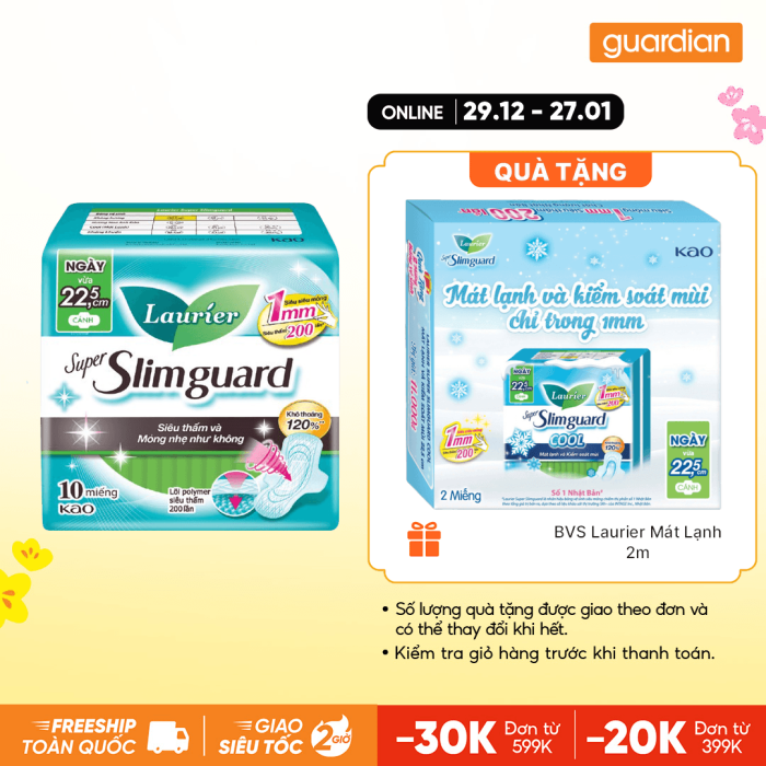 Băng vệ sinh Laurier Siêu mỏng 22.5cm 10 miếng