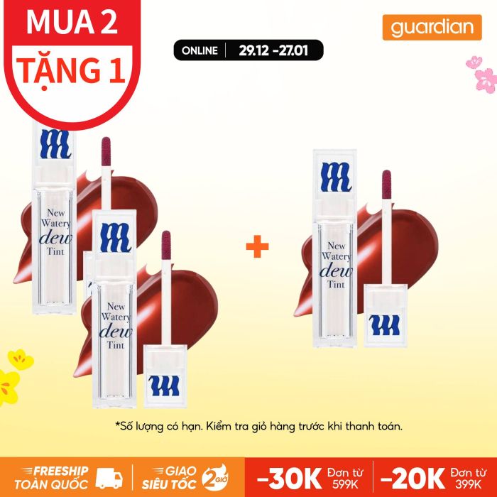 Son Tint Bóng Merzy New Watery Dew Tint #Wd22 Hazel Chili Đỏ Cam Trà 3.8gr