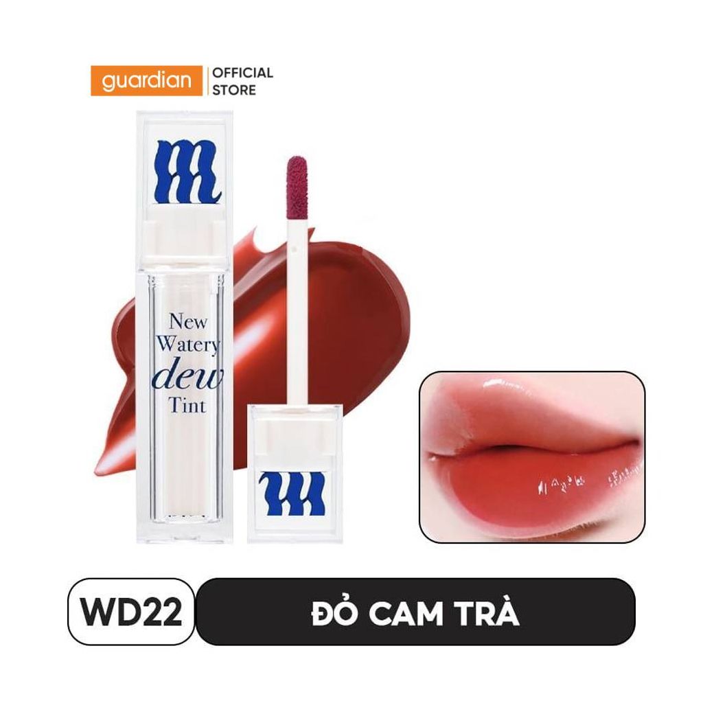Son Tint Bóng Merzy New Watery Dew Tint #Wd22 Hazel Chili Đỏ Cam Trà 3.8gr