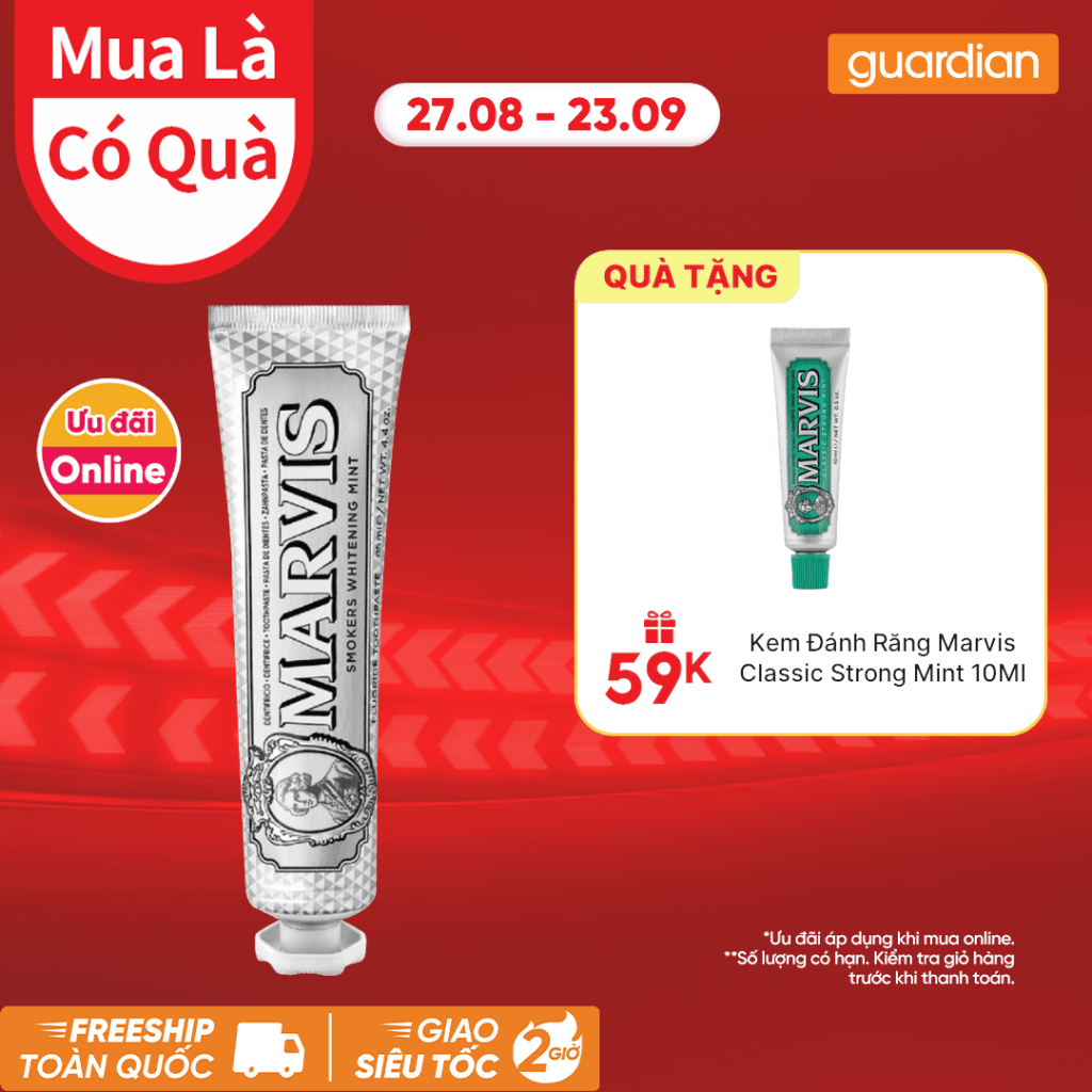 Kem Đánh Răng Chống Ố Vàng Marvis Smokers Whitening Mint 85ml
