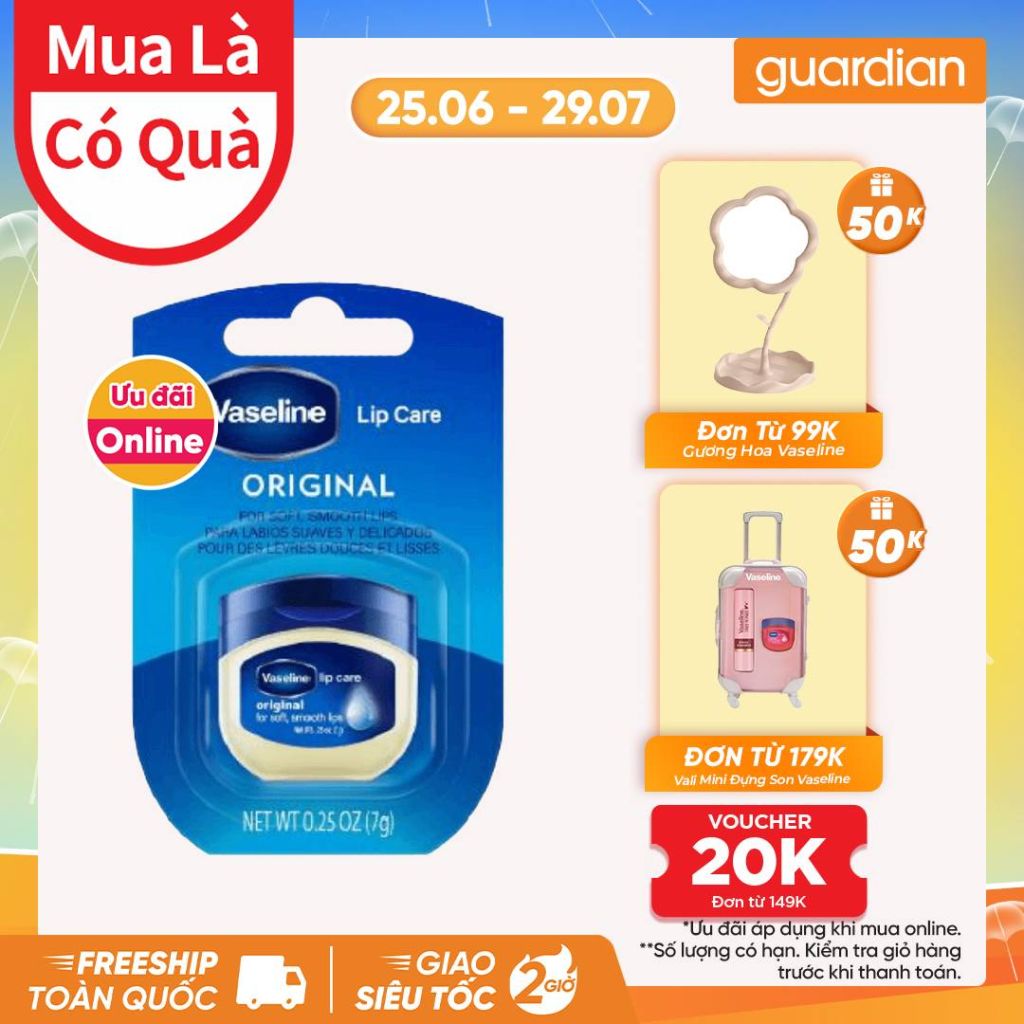 Sáp Dưỡng Môi Vaseline Lips Therapy Original Không Màu 7Gr
